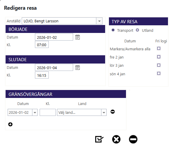 Traktamentesberäkning Transportavtalet