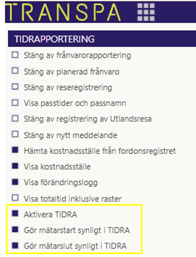 Transpa TIDRA - mobilanpassad tidrapportering